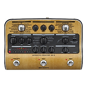 Zoom AC-3 Acoustic Creator, Acoustic DI with Tone Restoration, Acoustic Modeling, 9 effects, Compression, Tuner, Reverb, EQ, and Anti-Feedback