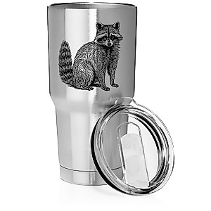 Smooth Body Tumbler Stainless Steel Vacuum Insulated Travel Mug Cup Gift Raccoon (Stainless Steel, 30 oz)