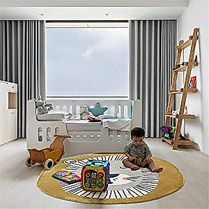 USTIDE Lion Kids Carpet, Round Baby Mat Kids Room Decoration, Washable Non-Slip Cartoon Themed Children Rug for Kindergarten Nursery School Rug Baby Playmats, 47.2''