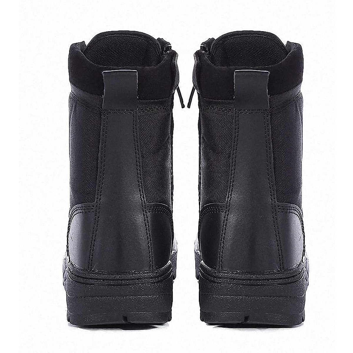 Mens Military Combat Tactical Army Infantry Boots Breathable Round Toe Side Zipper Waterproof Leather Lace-up Shoes for Backpacking Outdoor Hiking Camping Climbing Trekking Hunting Walking Black 5.5