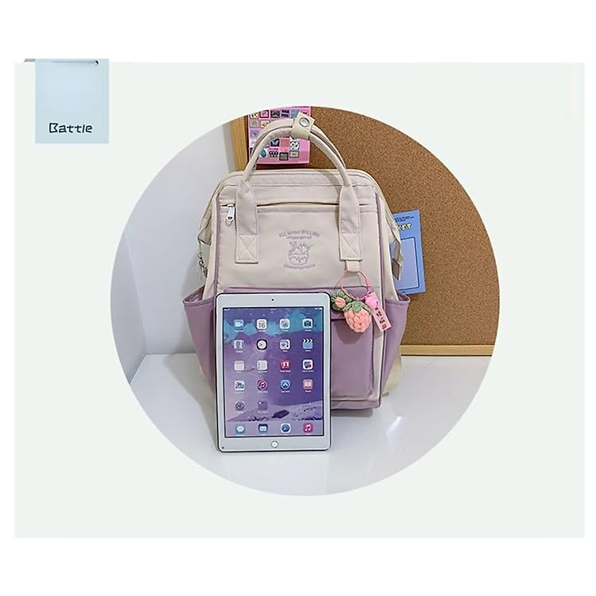 ANEBIPLE Cute Backpack with Bonus Accessories Kawaii Versatile Colored Simple Backpack (01 Pink)