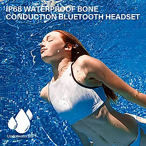 Open Ear Headphones,Wireless Bone Conduction Headset Bluetooth 5.1 with Mic - MP3 Play Built-in 16G Memory,IP68 Waterproof Sweatproof - Music Answer Phone Call for Swimming Skiing Driving Bicycling