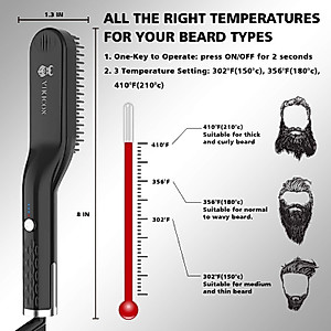 Beard Straightener for Men with FREE Beard Oil and Beard Balm, Fast Anti-Scald Beard Straightening Comb, Double Sided Ceramic Heated Beard Brush 3 Temperature Settings Portable for Travel and Home