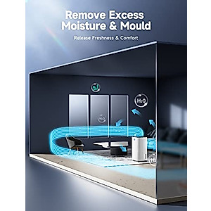 Dehumidifier for Home and Basement for 2000Sq.Ft, 25 Pints Dehumidifiers for bathroom, Large Room, Water Tank Capacity with Drain Hose, Intelligent Humidity Control, Childlock, Laundry Dry