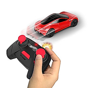 Hot Wheels Rc Tesla Roadster in 1:64 Scale, Remote-Control Toy Car with Controller & Track Adapter, Works On & Off Track