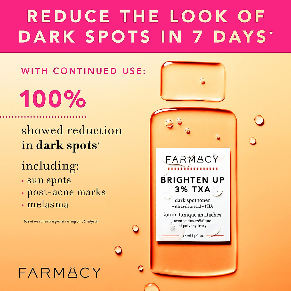 Farmacy 3% TXA Toner for Face - Brightening Face Toner for Oily Skin - Liquid Exfoliant with Azelaic Acid + 5% PHA to Target Visible Dullness + Help Reduce Uneven Skin Tone (120ml)