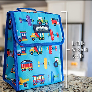 Wildkin Kids Lunch Bag with Cotton Nap Mat Cover (Trains, Planes & Trucks)