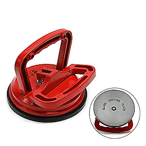 Utoolmart Vacuum Suction Cup Glass Lifter for Glass/Tiles,Dent Remover Gripper Aluminum Sucker Plate, Double Handle Locking Red