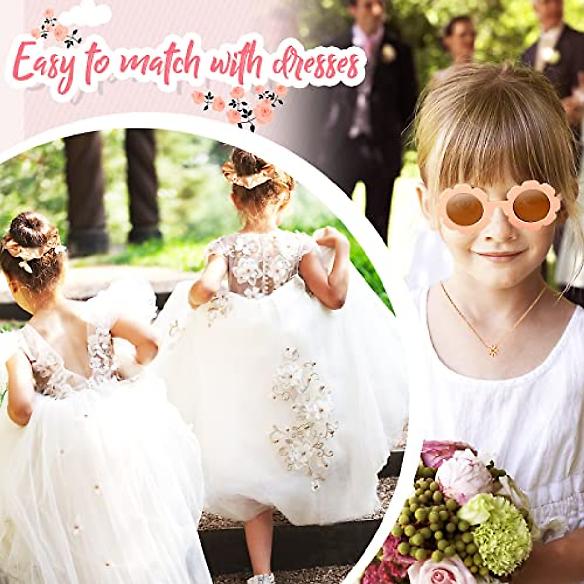 Hanaive 6 Pcs Flower Girl Gifts Flower Girl Proposal Box Set Necklace Round Flower Glasses Water Bottle Diamond Pen Hair Scrunchies Will You Be My Flower Girl Box for Wedding (Pink, Bright Style)