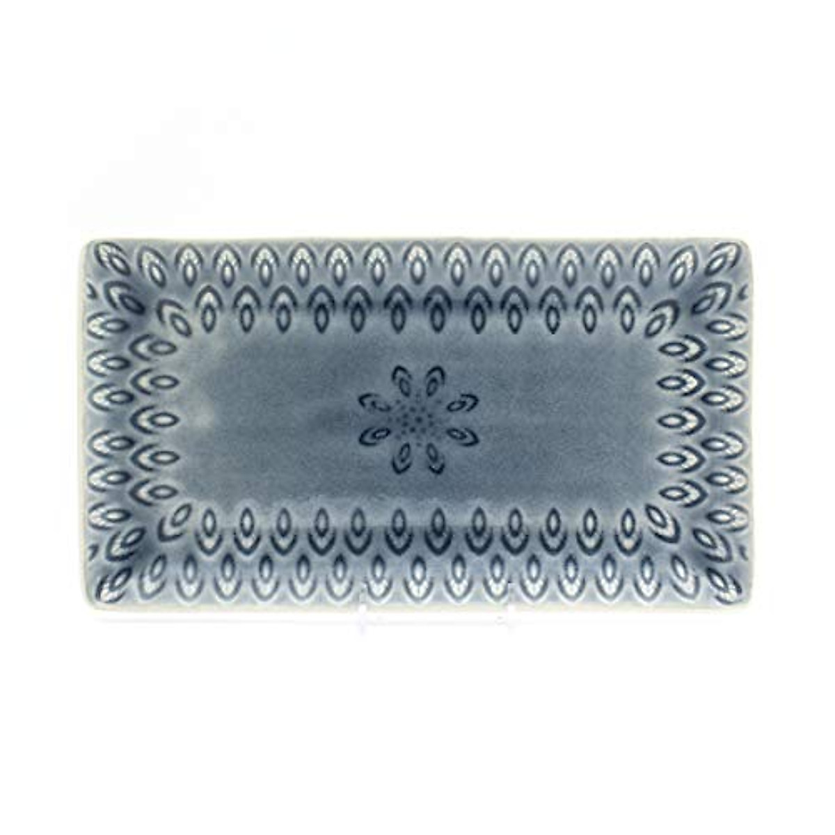 Euro Ceramica PK- Peacock Rectangular Platter, One Size, Grey