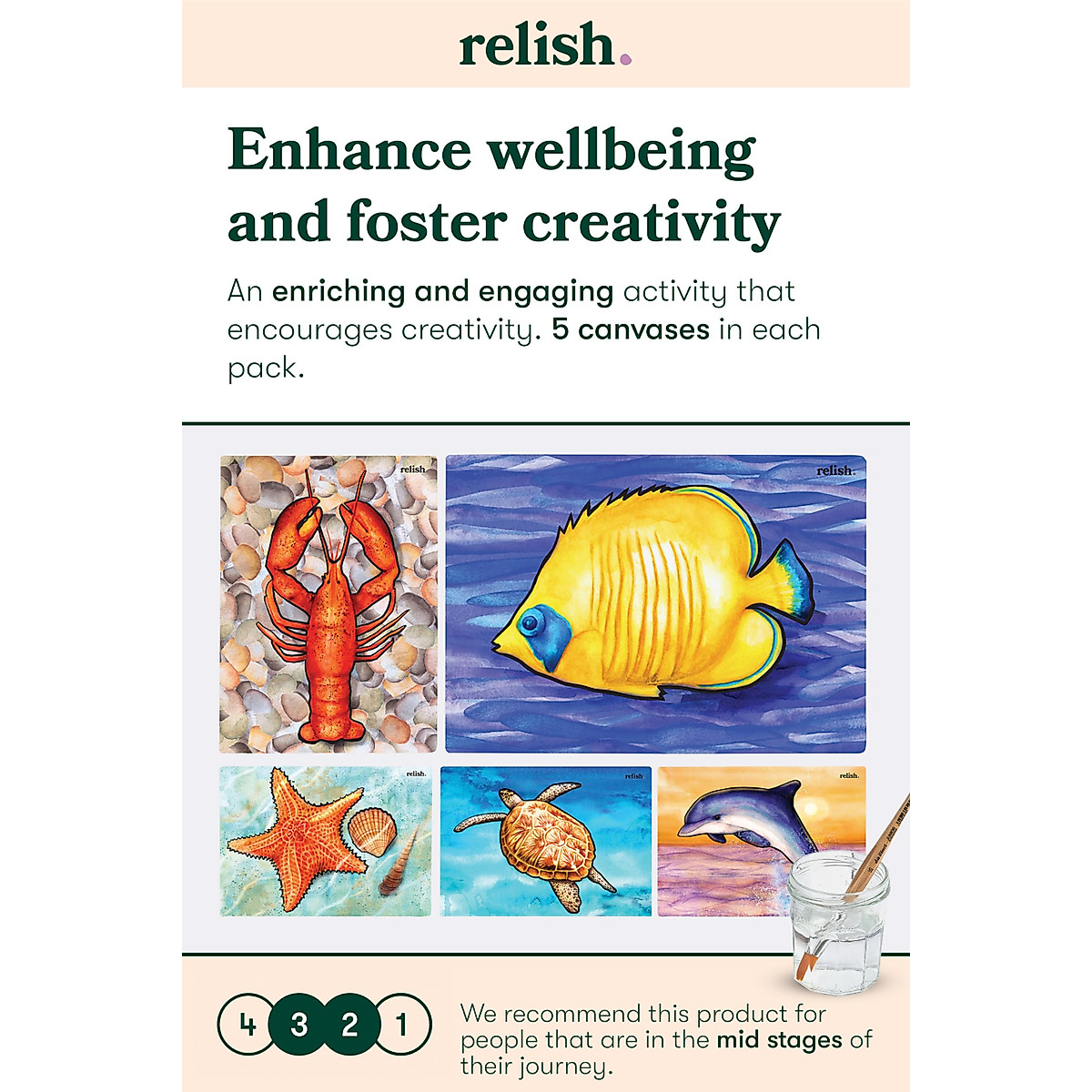 Relish - Aquapaints Activities for Seniors - Pack of 5 Reusable Water Painting Toys, Ocean Life, Calming Products & Gifts for Elderly