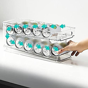 Rolling Can Organizers for Pantry, Soda Can Organizer for Refrigerator,Transparent Can Dispenser for Beer Soda Drink Organizer for Fridge Pantry