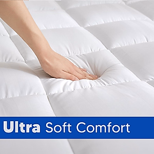 Nutan 3-Inch Quilted Cotton & Fluffy Mattress Topper, Cooling, Soft, Deep Pocket, Twin, White