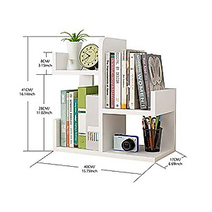 JXIN-SMIF Wood Desktop Bookshelf Desktop Organizer Office Storage Rack Wood Display Shelf Desktop Bookshelf