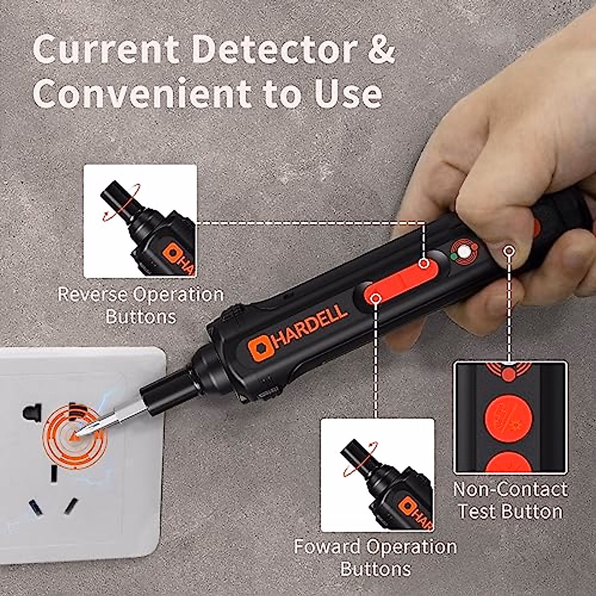 Electric Screwdriver Kit, HARDELL 4V Cordless Screwdriver Rechargeable with 36 Magnetic Bits Set, USB Charging Cable in Carrying Case, 3 LED Lights, Magnetic Hex Chuck for DIY