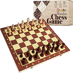 Creatov Chess Set - Chess Board Set for Adults Kids Chess Set Board Game Set Wood Chess Set with Chess Pieces Travel Chess Set