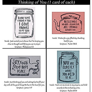 Thinking of You Cards (No Repeated Cards) 32 Design Christian / Religious Greeting Card Assortment ~ Scripture in every card