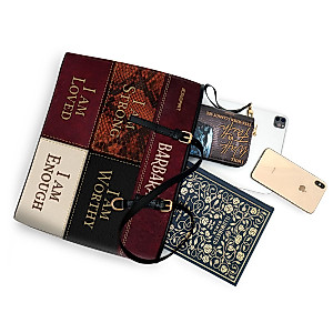 Jesuspirit Personalized Leather Tote Bag For Women - I Am Strong Religious Bible Bags - Jesus Stuff Tote Bag - Christian Gifts Church Bag For Women Large Size