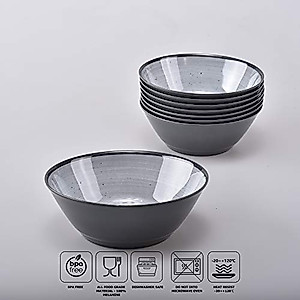 Joviton Home 24-Piece Swirl Grey Melamine Plastic Dinnerware Sets for 8, Plates and Bowls Sets (Cool Grey)