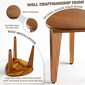 BLUEWEST Shower Foot Stool for Shaving Legs, Acacia Wood Shower Foot Rest, Bathroom Foot Step Stool for Inside Shower, Shower Bench, Corner Shower Stool for Small Shower Spaces (Natural Acacia)