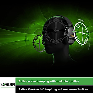 Sordin Supreme Pro-X Slim SFA Hearing Protection - Active Ear Defenders - Attenuation Ring for Increased SNR (31 dB) - Green