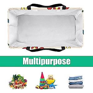 Cartoon Flower Printing Large Capacity Laundry Organizer Tote Bag - Reusable and Foldable Oxford Cloth Shopping Bags