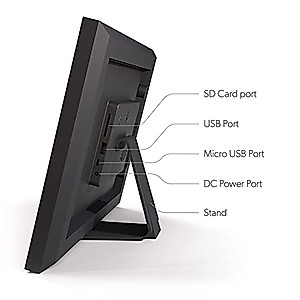 Simply Smart Home Photoshare 10” WiFi Digital Picture Frame, Send Pics from Phone to Frames, 8 GB, Holds 5,000+ Photos, HD Touchscreen, Black Wood Frame, Easy Setup, No Fees