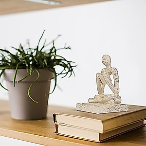 Cucuby Office Desk Pencil Holder Decor Cute Women Desk Supplies Pen Phone Stand Accessories School Organizers Reading Thinker Statue and Sculptures Resin Home Decor for Work