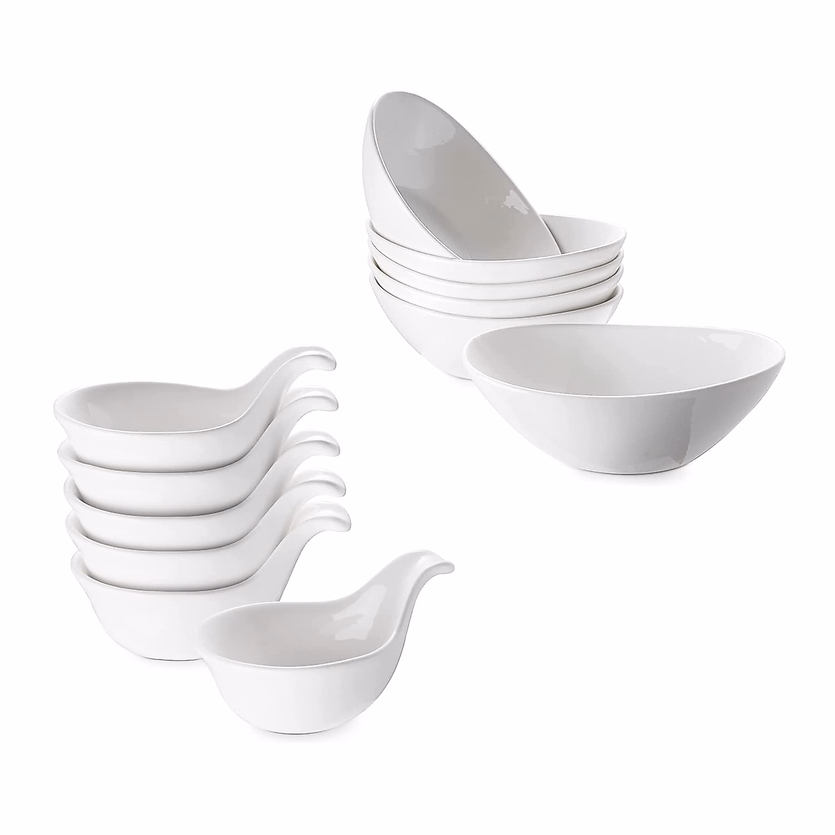 DOWAN 16 OZ Cereal Bowls and 3 OZ Dipping Bowls with Handles
