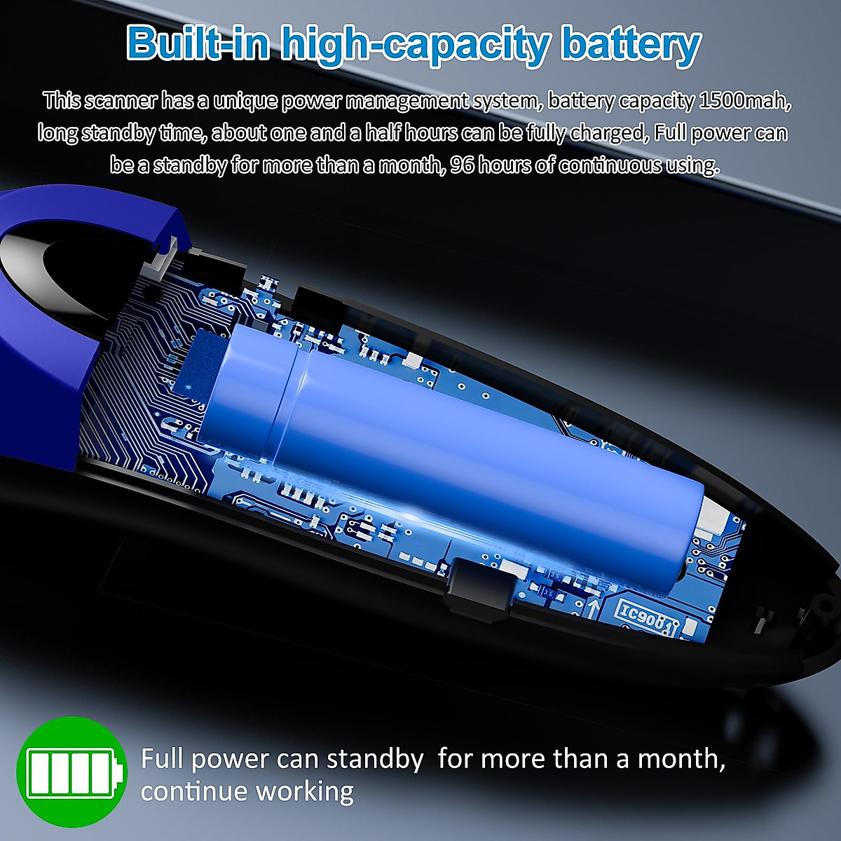 Alacrity 2D Barcode Scanner Wireless & Bluetooth & USB Wired Connection,Connect Smart Phone Tablet PC,QR Image Inventory Bar Code Scanner with Vibration Alert CO-R40 Blue