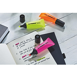Highlighter - STABILO NEON - Pack of 4 - Yellow, Green, Pink, Orange