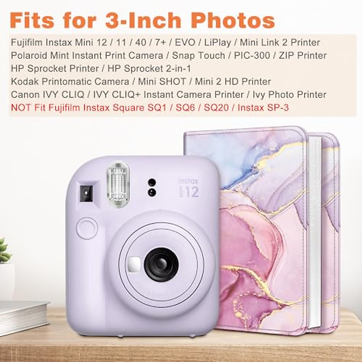 Fintie Mini Photo Album for 3-Inch Film - 104 Pockets Album for Fujifilm Instax Mini 12/EVO/11/40 Instant Camera & Mini Link 2 Printer
