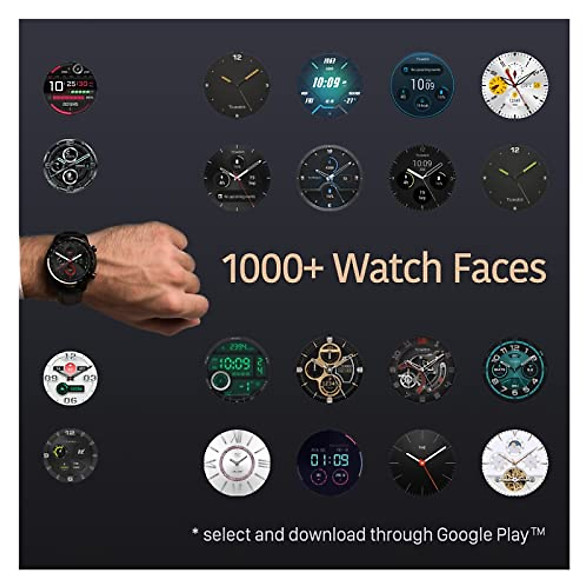 JAITEA Pro 3 GPS Wear OS Smartwatch Men's Sports/Smartwatch Double Layer Display Goldfish Grass Wear 4100 8GB Men