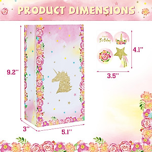 DECORLIFE 24PCS Unicorn Party Favor Bags, Unicorn Goodie Bags for Girls' Birthday Party, Perfect for Girls, Kids, Boys, Stickers Included, 4 Styles