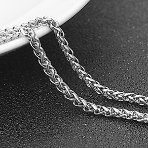 FIZIZDH Stainless Steel Freemason Masonic Pendant Necklace, Unisex, 24 inch Keel Link Chain