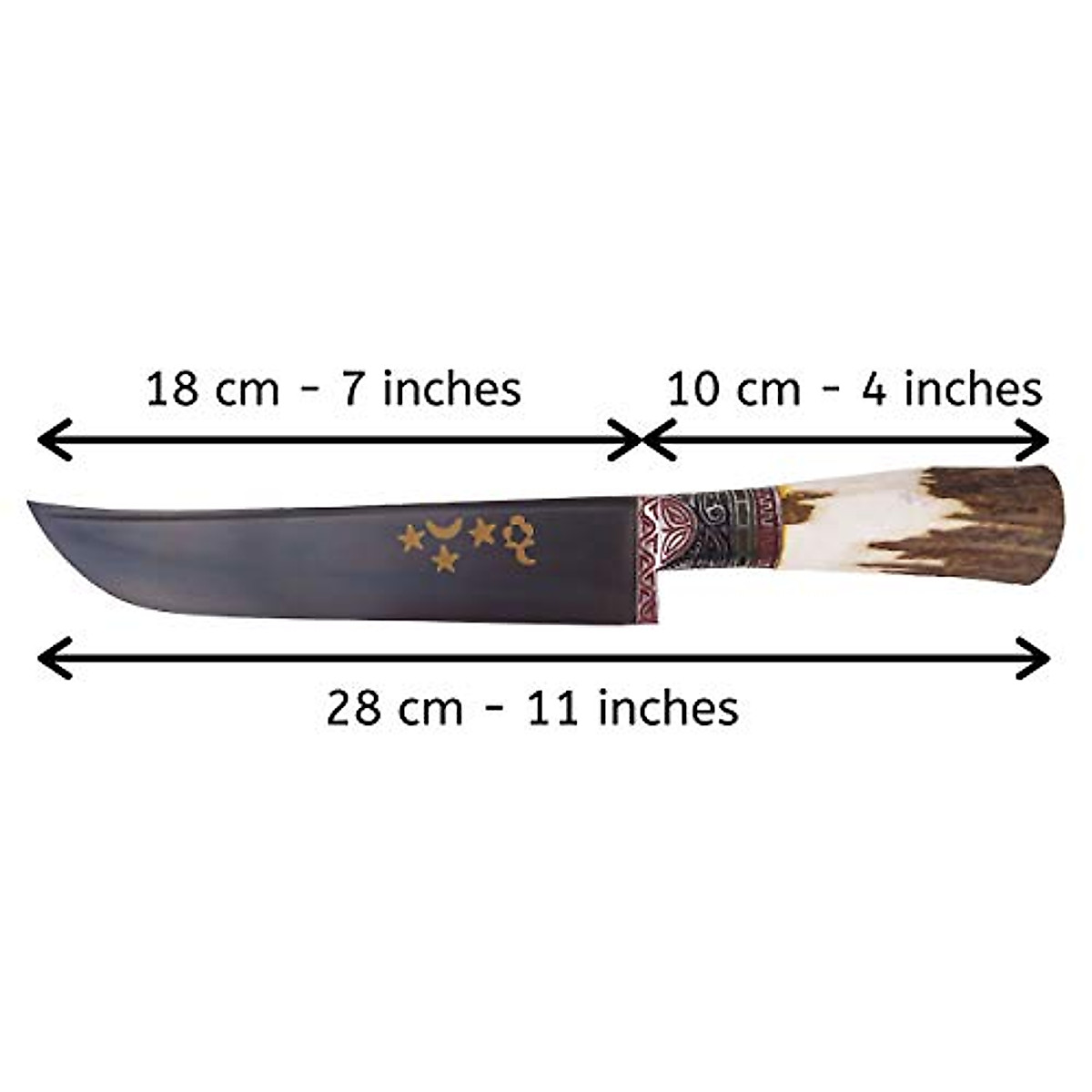 Genuine Handmade Uzbek Chefs Knife Pchak - Deer Horn Handle - 11 Inches - Uzbek Pchak - Ethnic Sheath – Uzbekistan Knife Pichok - Ethnic Souvenir - Bonus Popular Uzbek Recipes Ebooks