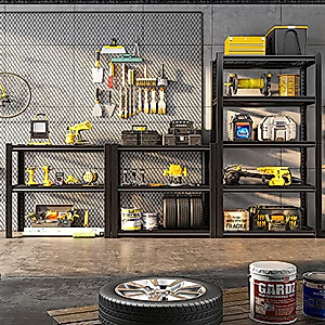 REIBII Garage Shelving Heavy Duty Loads 2000LBS, 72" Garage Storage Shelves Heavy Duty Shelving, Adjustable 5 Tier Metal Shelves for Storage Shelving,Garage Shelves Utility Shelf Rack,72"H*35.5"W*16"D