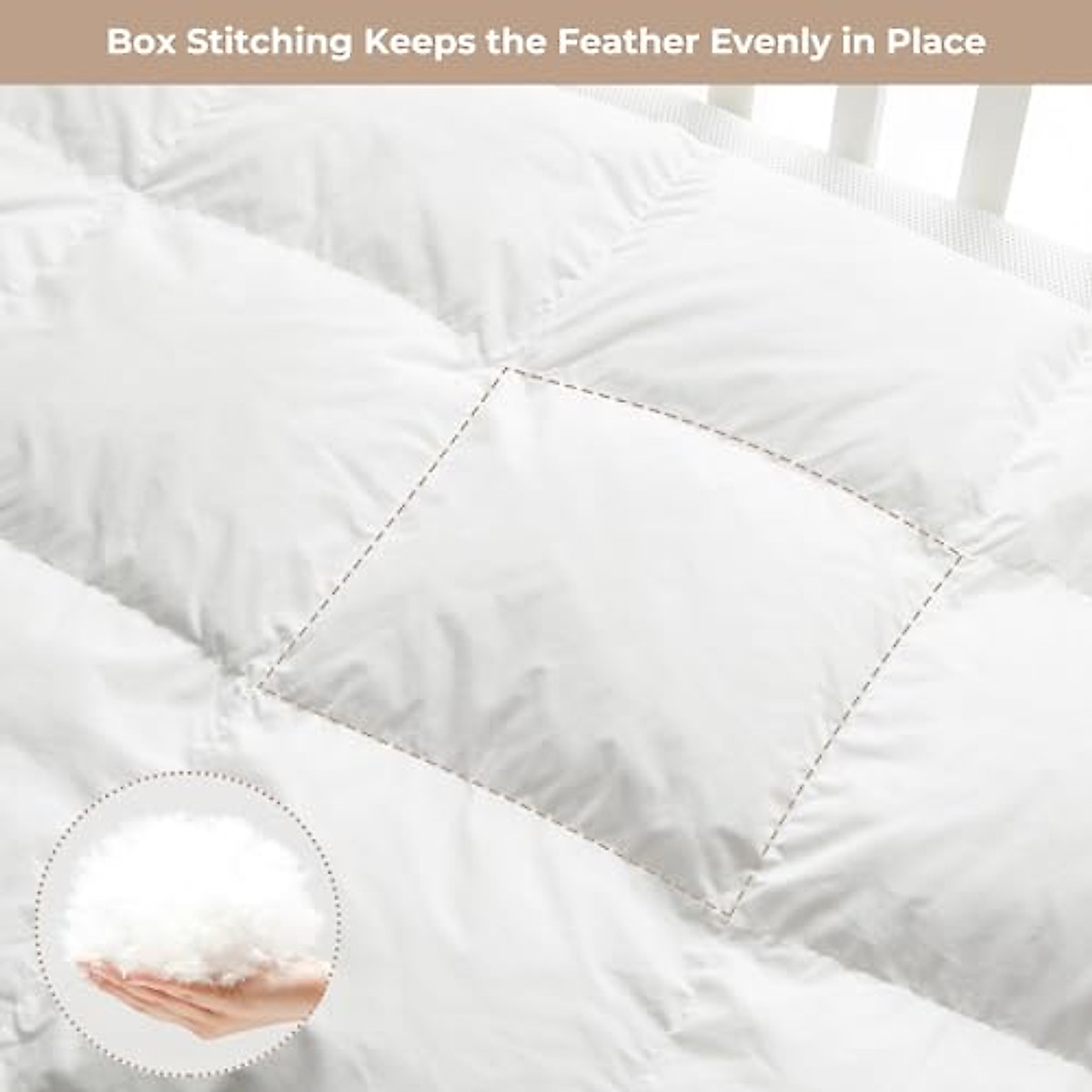 ROSE FEATHER Toddler/Travel/Crib Goose Down Comforter Duvet/Blanket Multifunctional,100% Organic Cotton & Washable Unisex Kids,All Season,White 47x60