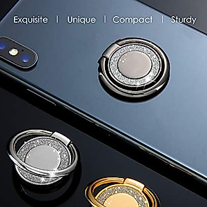 Weewooday 4 Pieces Glitter Bling Phone Ring Holders Metal Finger Kickstand 360° Rotation Bling Phone Ring Stand for Universal Tablets and Smartphone
