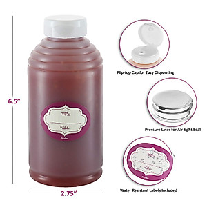 Pack of 6 – Empty Bottles for Honey – White Plastic Honey Jars - Plastic Honey Container Refill – Squeeze Honey Bottle with Leak Proof Flip-Top Caps & Labels - Easy Dispensing - Food Safe (24 Oz)