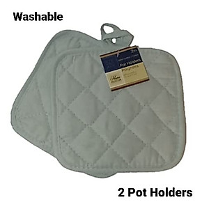 Home Collection Quilted Oven Mitts and Potholder Set Sage Green 4 Piece, Oven Mitts: 7 in x 13 in, Potholders: 7 in x 7 in