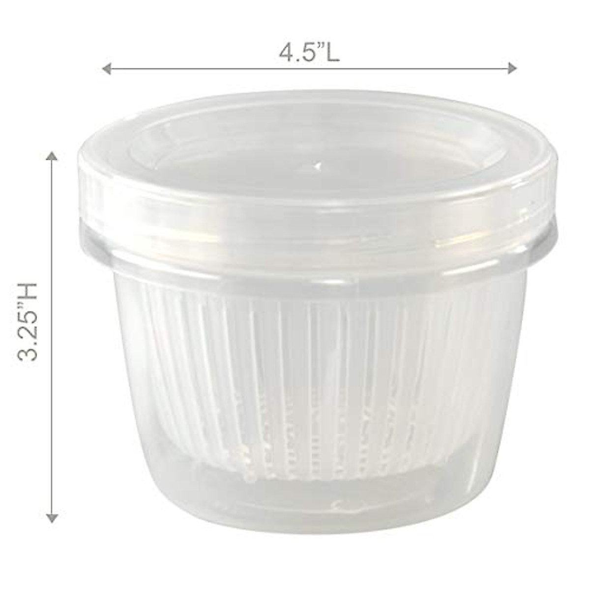 HOME-X Clear Plastic Storage Container with Removable Strainer and Lid, Small Food Storage Container, 1-Cup Capacity, 4 ½” L x 3 ½” W x 3 ¼” H, Opaque