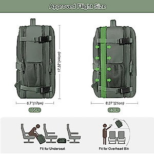 Sinaliy Large Travel Backpack for Women Men, 40L Carry On Backpack, 17 Inch Laptop Waterproof Casual Backpack, College Bookbag, Backpack for Women, as Person Item Flight Approved