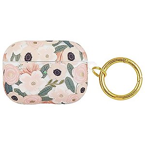Rifle Paper Co. Airpods Pro Case Cover with Keychain [Wireless Charging Compatible] [Visible LED] Cute Case for Apple AirPods Pro with Floral Design, Anti Scratch, Slim, Shockproof - Wild Flowers