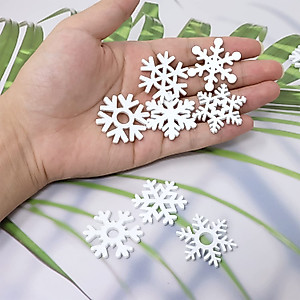 Honbay 100PCS Christmas Snowflakes Wood Slices Snowflake Wooden Embellishments Ornaments for Winter Xmas Tree Craft Decorations