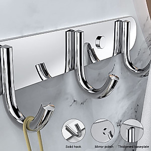 LEMONIDEA Stainless Steel Hooks Rack Wall Mounted Key Holder Coat Hook Towels Clothes Hangers Rail for Kitchen, Bathroom, Laundry Room - Set of 2