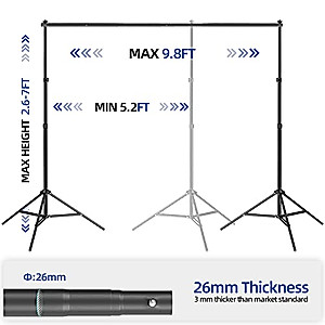 OUKMIC 10x7 ft Photo Backdrop Stand for Photoshoot Party - Adjustable Photography Back Drop Background Holder Stand with Travel Bag, 8 Backdrop Clamps, 2 Sand Bags