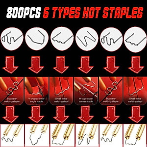 Upgraded 150W Plastic Welder Bumper Repair Kit,2-in-1 Plastic Welding Kit 800PCS Hot Staples & 30pcs Plastic Welding Rods,Hot Stapler Plastic Repair Kit for Car Bumper Kayak Crack Repairs(black)