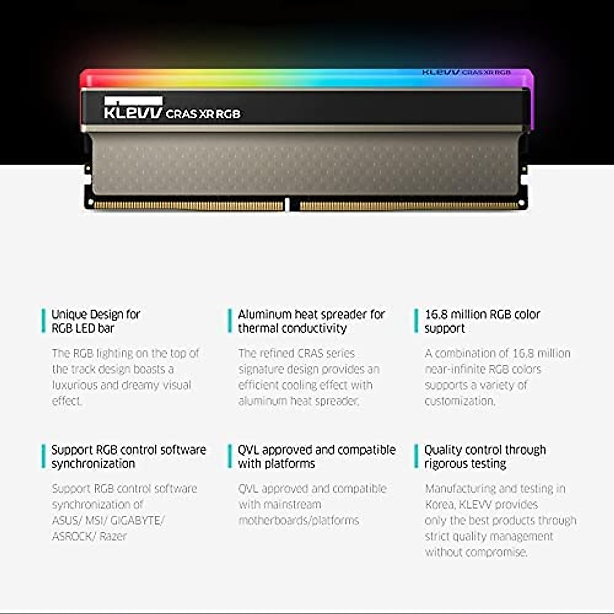 KLEVV CRAS XR RGB DDR4 16GB (2x8GB) 4000MHz CL19 1.4V Gaming Desktop Ram Memory SK Hynix Chip XMP 2.0 Ready (KD48GU880-40B190Z)