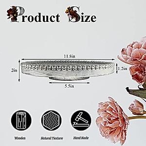 White Beaded Lazy Susan Wooden Kitchen Turntable Wooden Round Swivel Tray Kitchen Decorative Tray 360 Degree Rotation Lazy Susan Dining Table Sideboard Tray Rack Kitchen Decorative Tray (12")